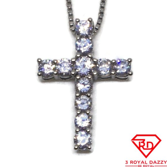 3 Royal Dazzy | Jewelry | Small Simple Cross With White Cz Pendant 4k ...